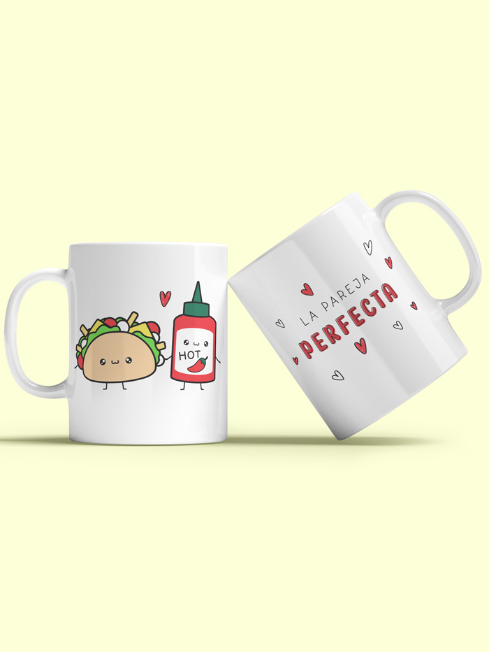 Taza Pareja Perfecta Taco+Picante Personalizada – Lune Print